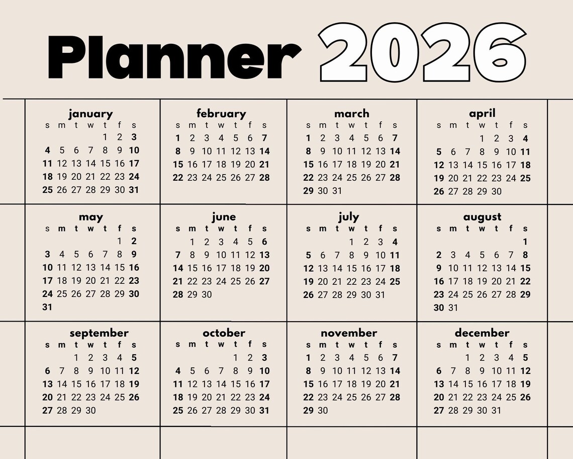 2026 Planner Inserts | Printable PDF Bundle A5 A4 Letter | Monthly ...