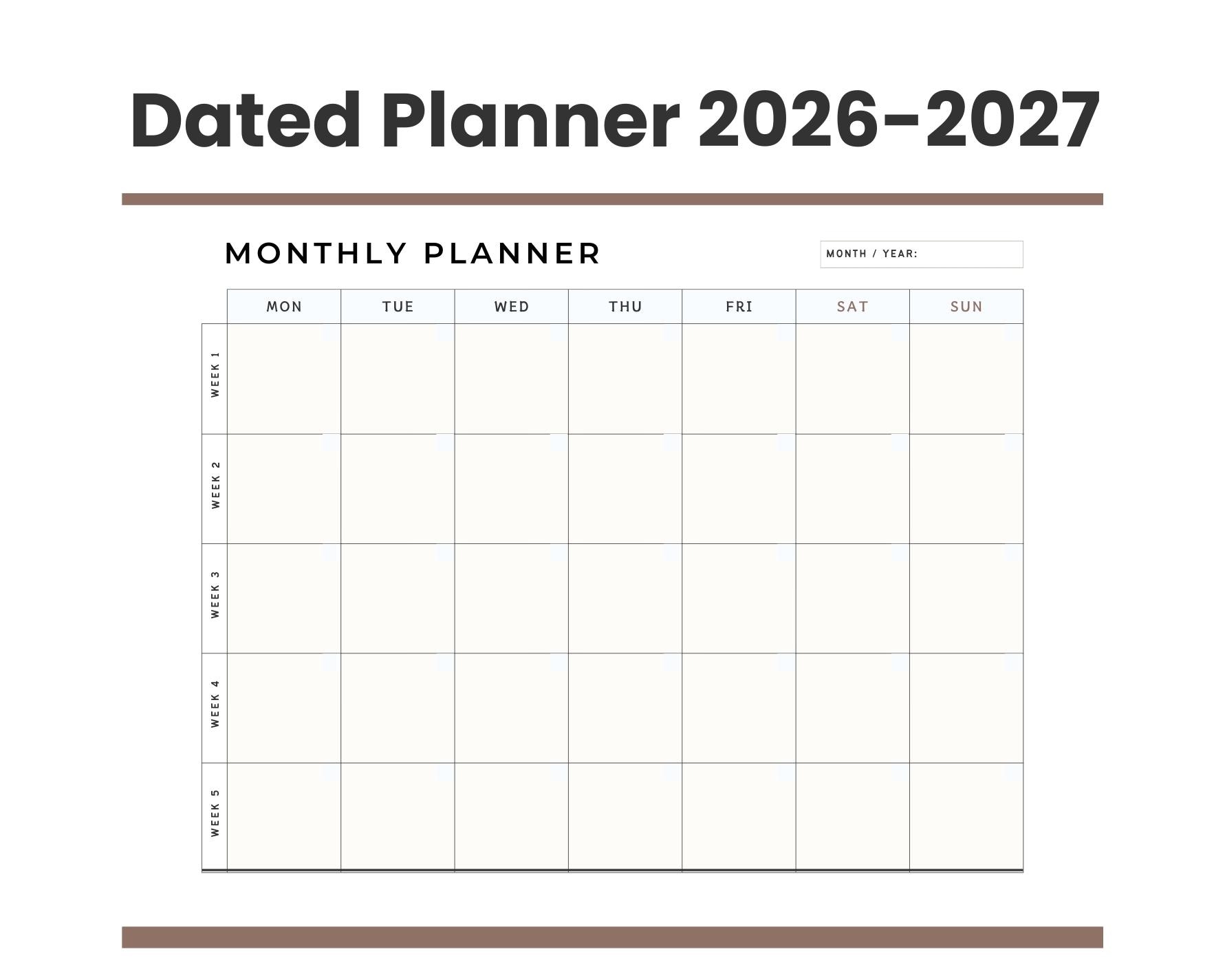 Planner 2026–2027 | Printable Digital Planner | Daily Weekly Monthly ...
