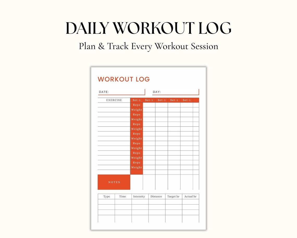 Daily Workout Planner Printable | Fitness Planner PDF | Gym Workout Log ...