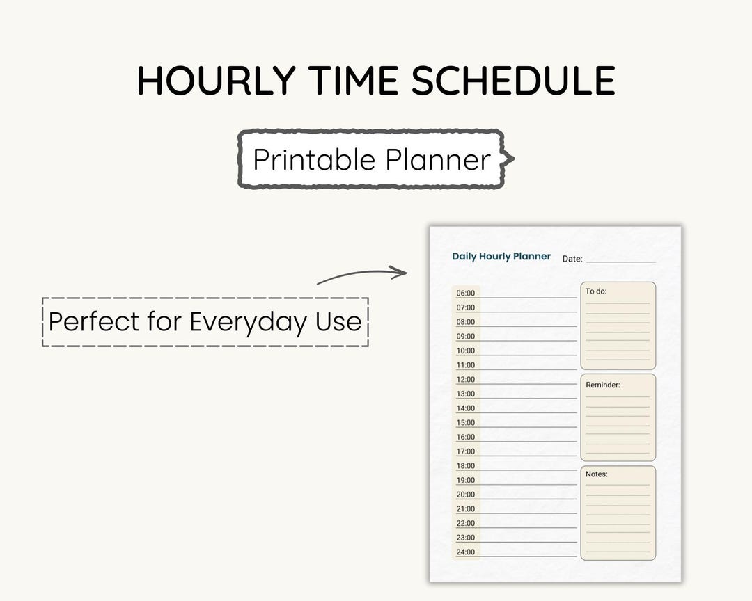 Daily Hourly Planner Printable PDF | Hourly Schedule 6AM–12AM | Time ...