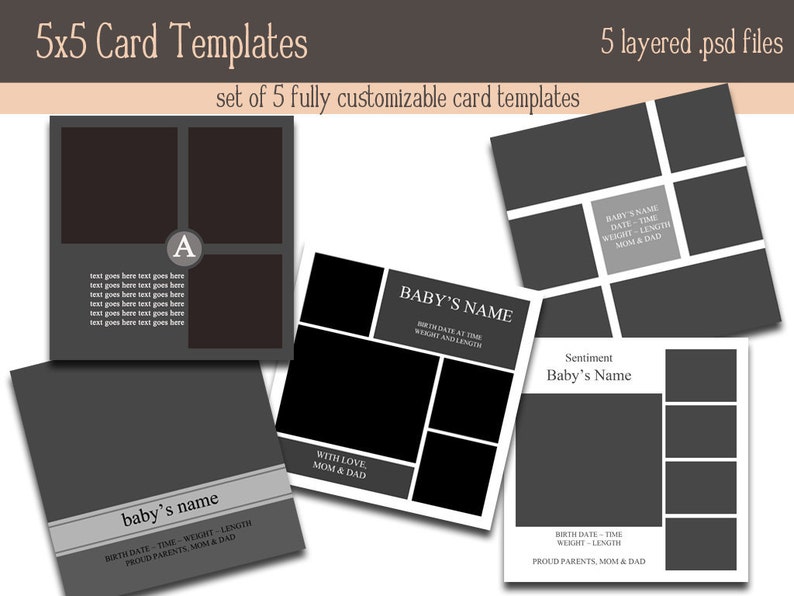 5x5 Card Template Combo Pack INSTANT DOWNLOAD - Etsy