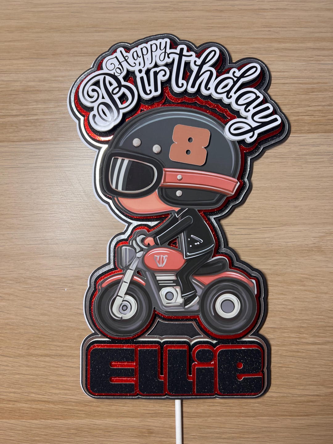 Motorbike Cake Topper | Biker Girl Cake Topper | Layered Cake Topper ...