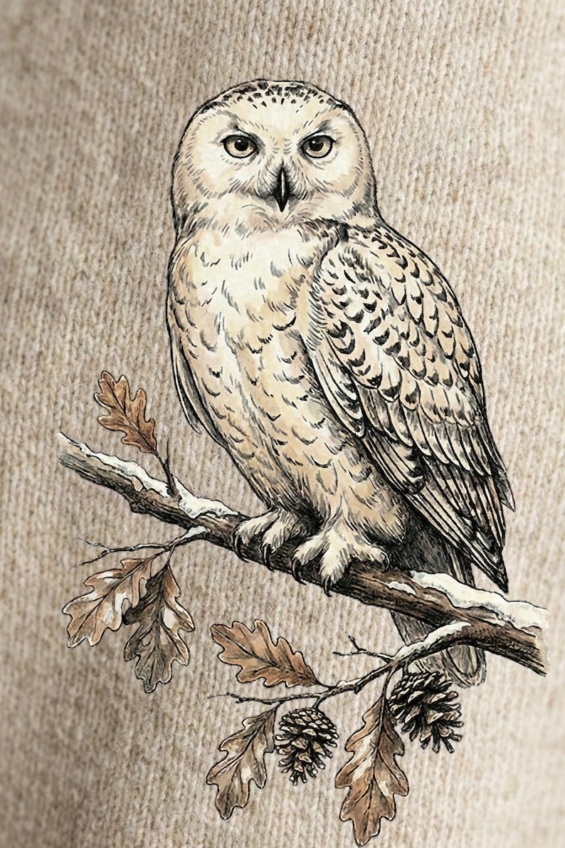 Vintage Winter Owl PNG, Christmas Woodland Illustration, Rustic Forest ...