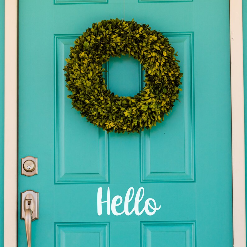 Hello Front Door Sign Vinyl Wall Decal Many Color Choices | Etsy
