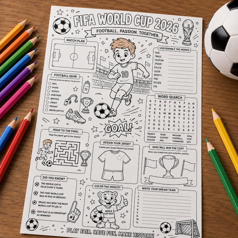 FIFA World Cup 2026 Coloring Pages | Soccer Activity Pack for Kids ...