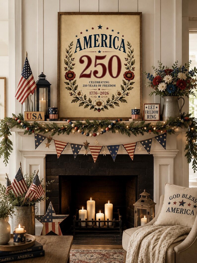 America 250 Celebration Print | Patriotic USA Wall Art | 250th ...