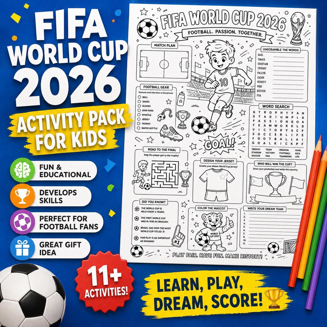 FIFA World Cup 2026 Coloring Pages | Soccer Activity Pack for Kids ...
