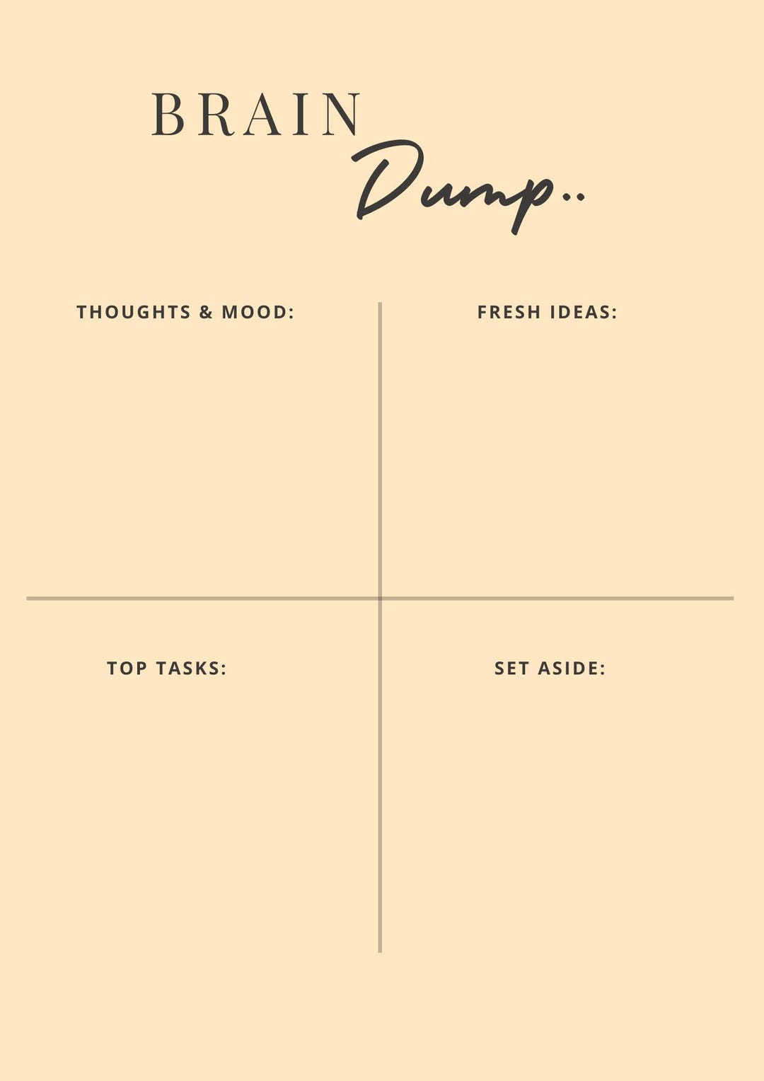 Daily Journal Printable | Brain Dump Planner (instant Download) - Etsy