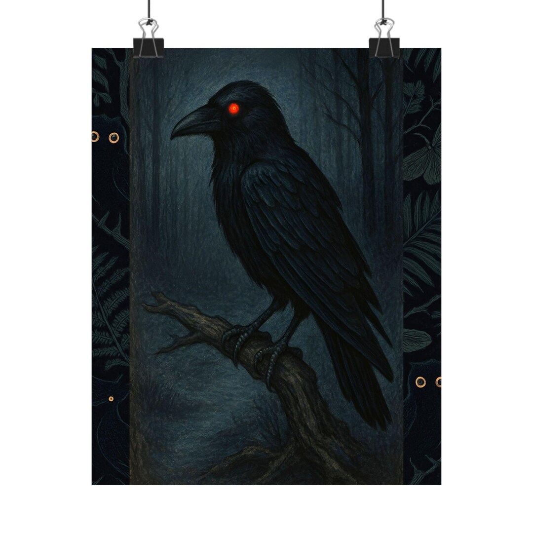 Gothic Raven Matte Vertical Poster | Dark Forest Cemetery Night - Etsy
