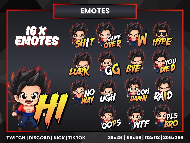 Anime Chibi Stream Emotes Pack | 16 Twitch/discord/kick Emotes (digital ...