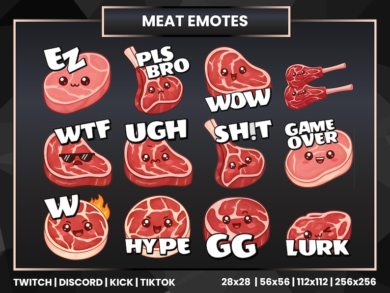 Beef Steak Emotes Pack | 24 Cute Funny Twitch, Discord, Kick & Tiktok ...