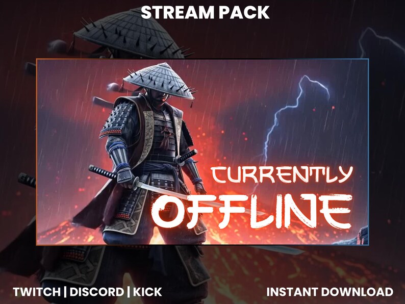 Samurai Twitch Stream Overlay Pack | Thunder Samurai | Ninja Overlay | Webcam Overlay | Twitch ...
