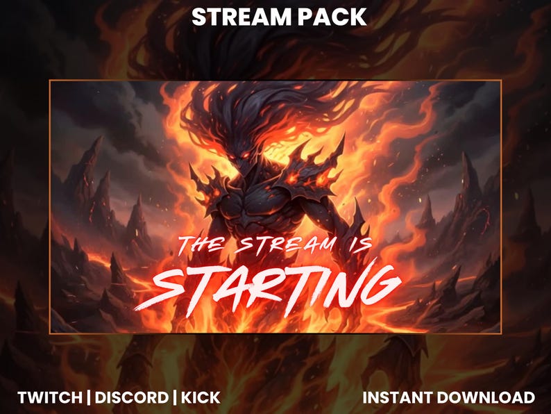 Dark Anime Stream Pack Overlay | Flame Starting Screen, Alerts, Panels ...