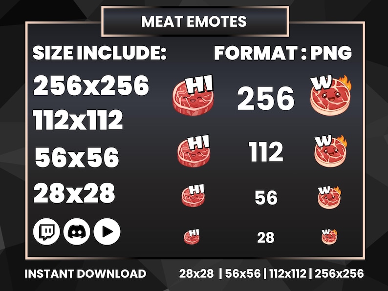 Beef Steak Emotes Pack | 24 Cute Funny Twitch, Discord, Kick & Tiktok ...
