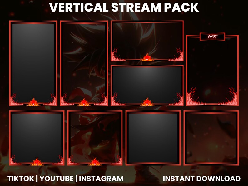 Vertical Anime Fire Stream Pack | Tiktok Live Overlay | OBS ...