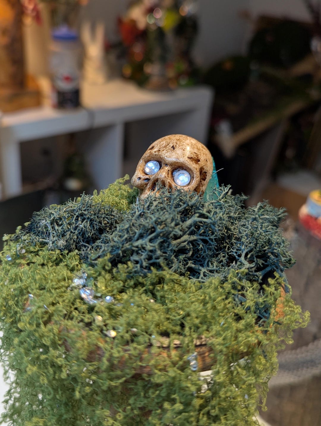 Macabre Cottagecore Altar Decor | Dark Naturalism Skull Tower | Moss ...