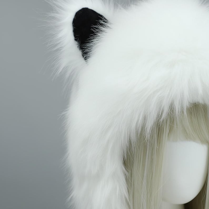 White Cat Ear Hat, Furry Cat Hat, Fluffy Cat Hat, White Furry Hat, Cute ...
