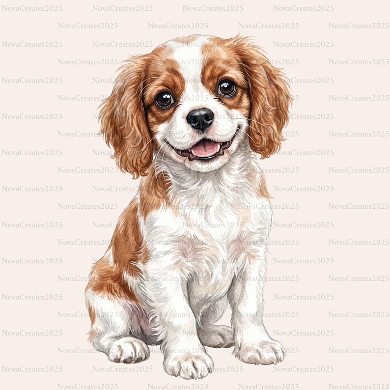 Cavalier King Charles Spaniel Watercolor Clipart, Pet Clipart Bundle ...