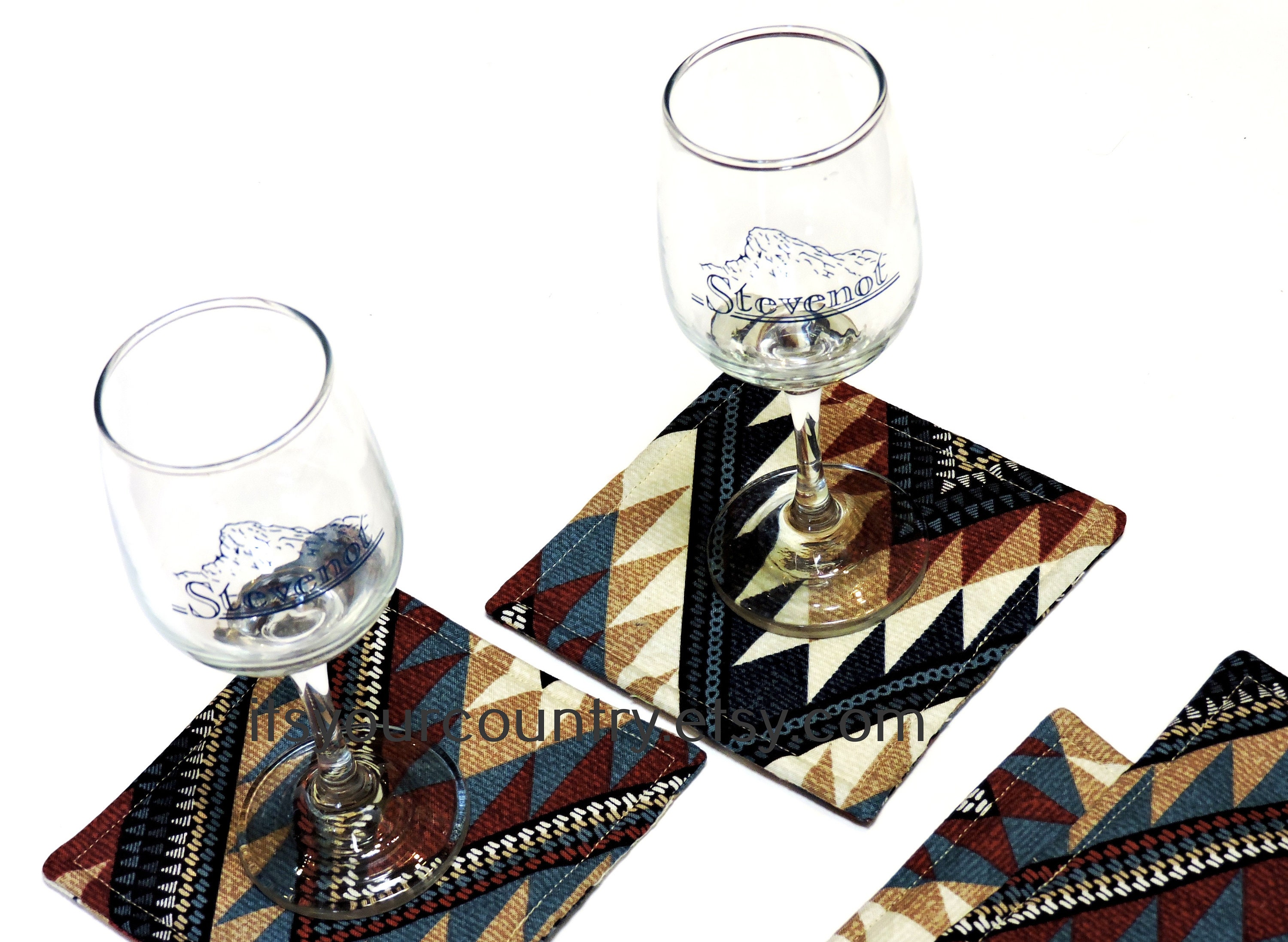 Southwest Fabric Coasters Geometric Pattern Mug Rugs All | Etsy