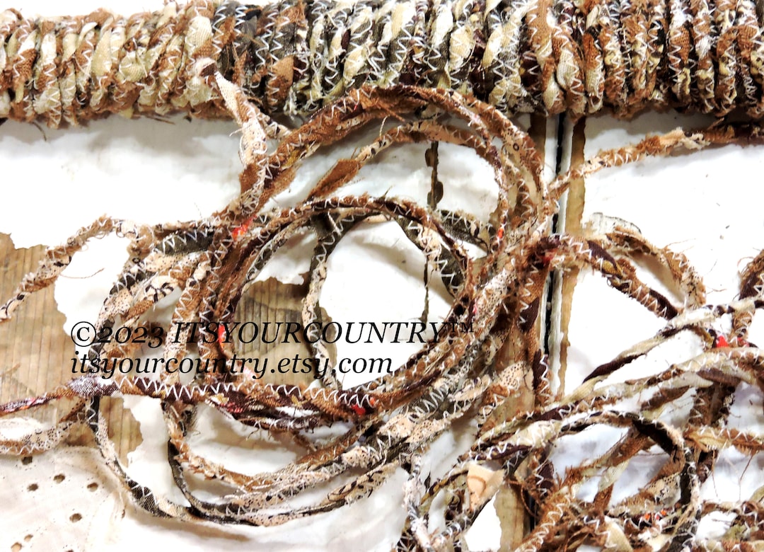 Brown Tan Beige Neutral Fiber Art Rag Craft String Tattered Thin Flat ...