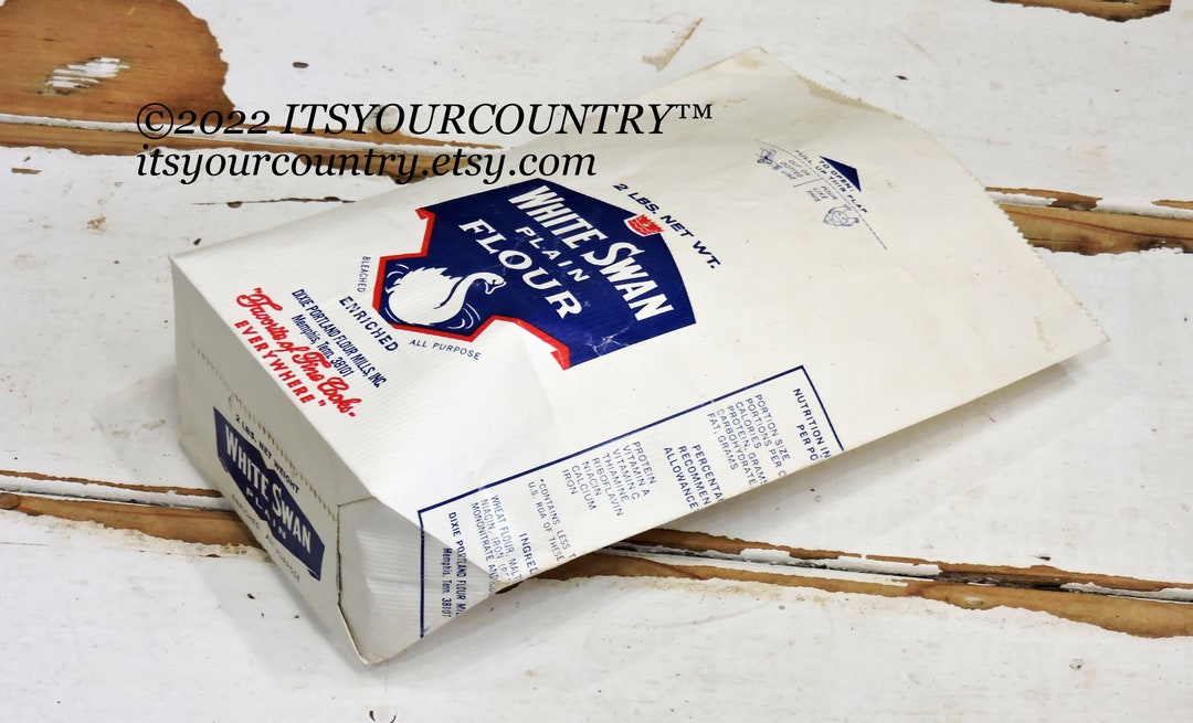 Vintage 2 Lbs Flour Sack White Swan Paper Flour Bag Dixie Portland ...