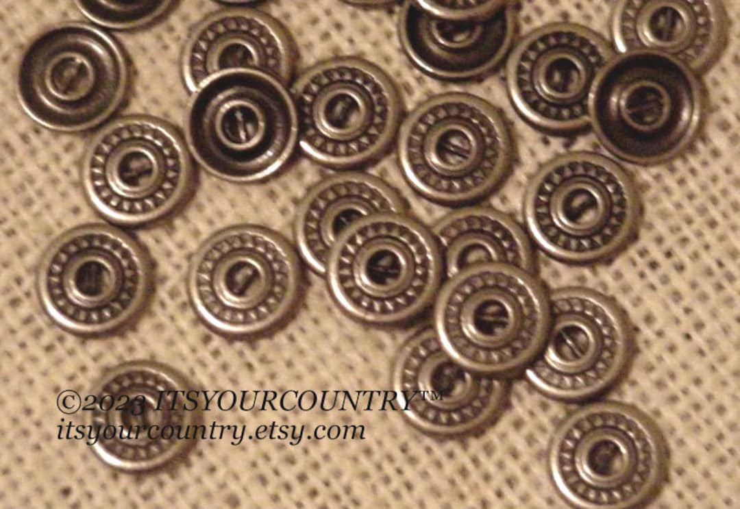 Metal Shirt Buttons Vintage Antiqued Silver Look 2 Hole Western Cowboy ...