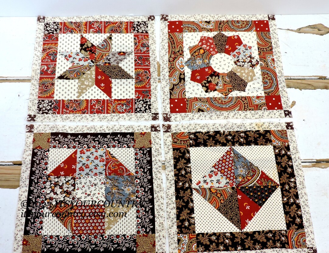 6 Faux Patchwork Quilt Blocks Cheaters Cloth Fabric Pillow Top - Etsy
