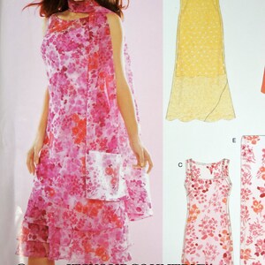 New Look 6482 Womens Pattern Sleeveless Flounce Dress W/scarf Thin ...
