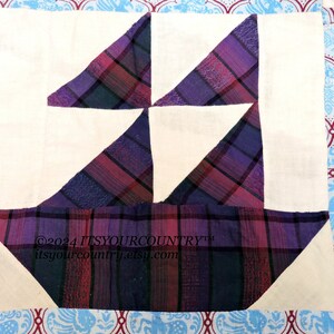 Patchwork Sailboat Quilt Block 1940s Vintage Cotton Feedsack Primitive ...