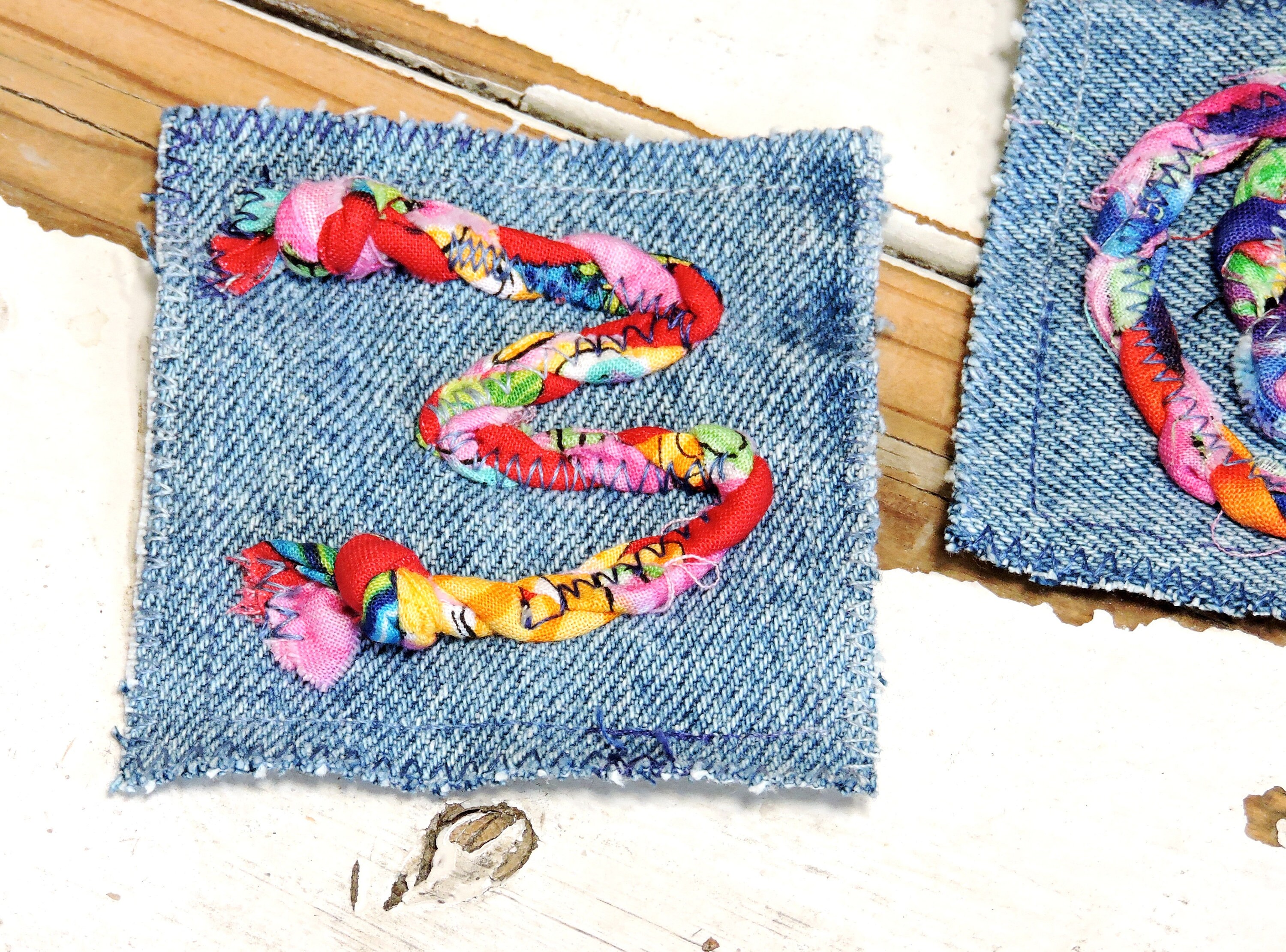 Blue Jean Denim Patches Colorful Textile Fabric - Etsy Canada