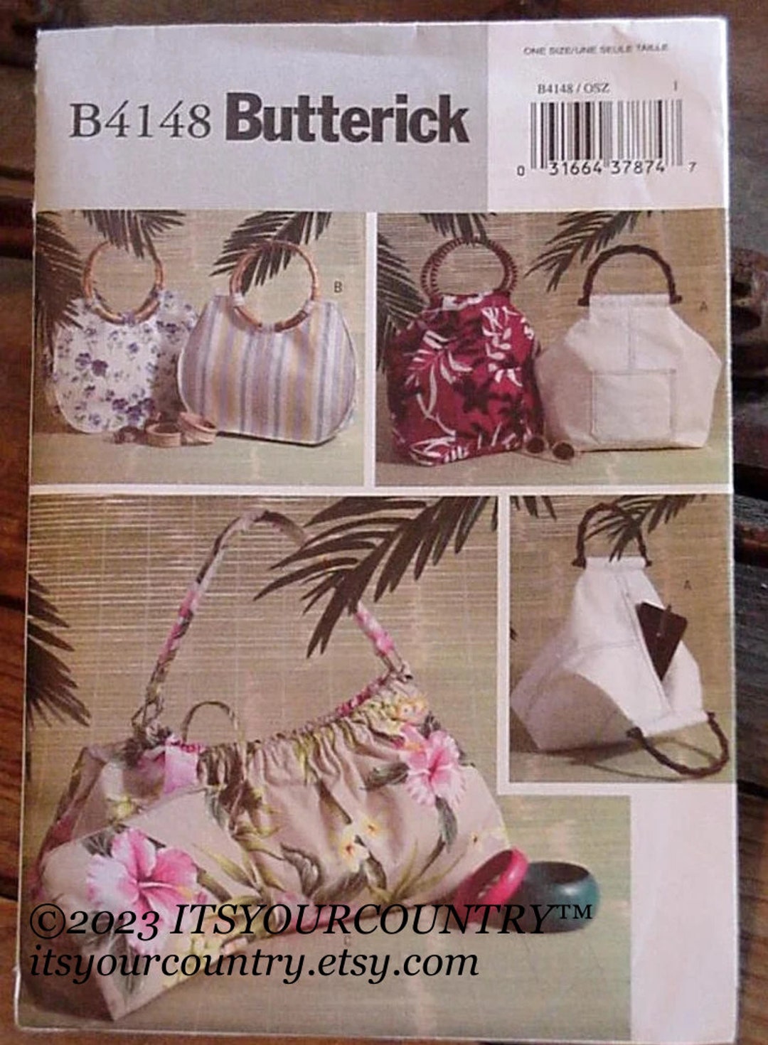 Butterick 4148 Purse Sewing Pattern Zippered Handbag Market - Etsy