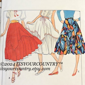 Butterick 4212 Peasant Skirt Pattern Misses Sz 10 Below Knee Asymmetrical Ruffled Flounce ...