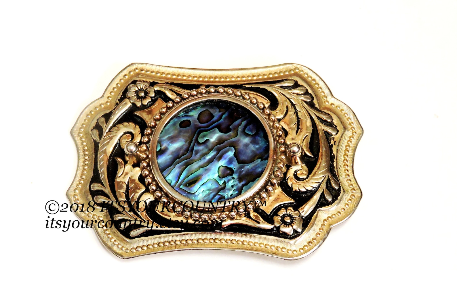 Abalone Shell Belt Buckle Vintage Gold Tone Cowboy Cowgirl - Etsy