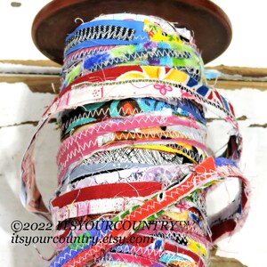 Boho Fabric Rag Ribbon Artisan Multicolored Fiber Art Sewing Craft Trim ...