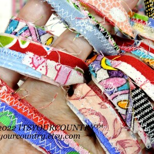 Boho Fabric Rag Ribbon Artisan Multicolored Fiber Art Sewing Craft Trim ...