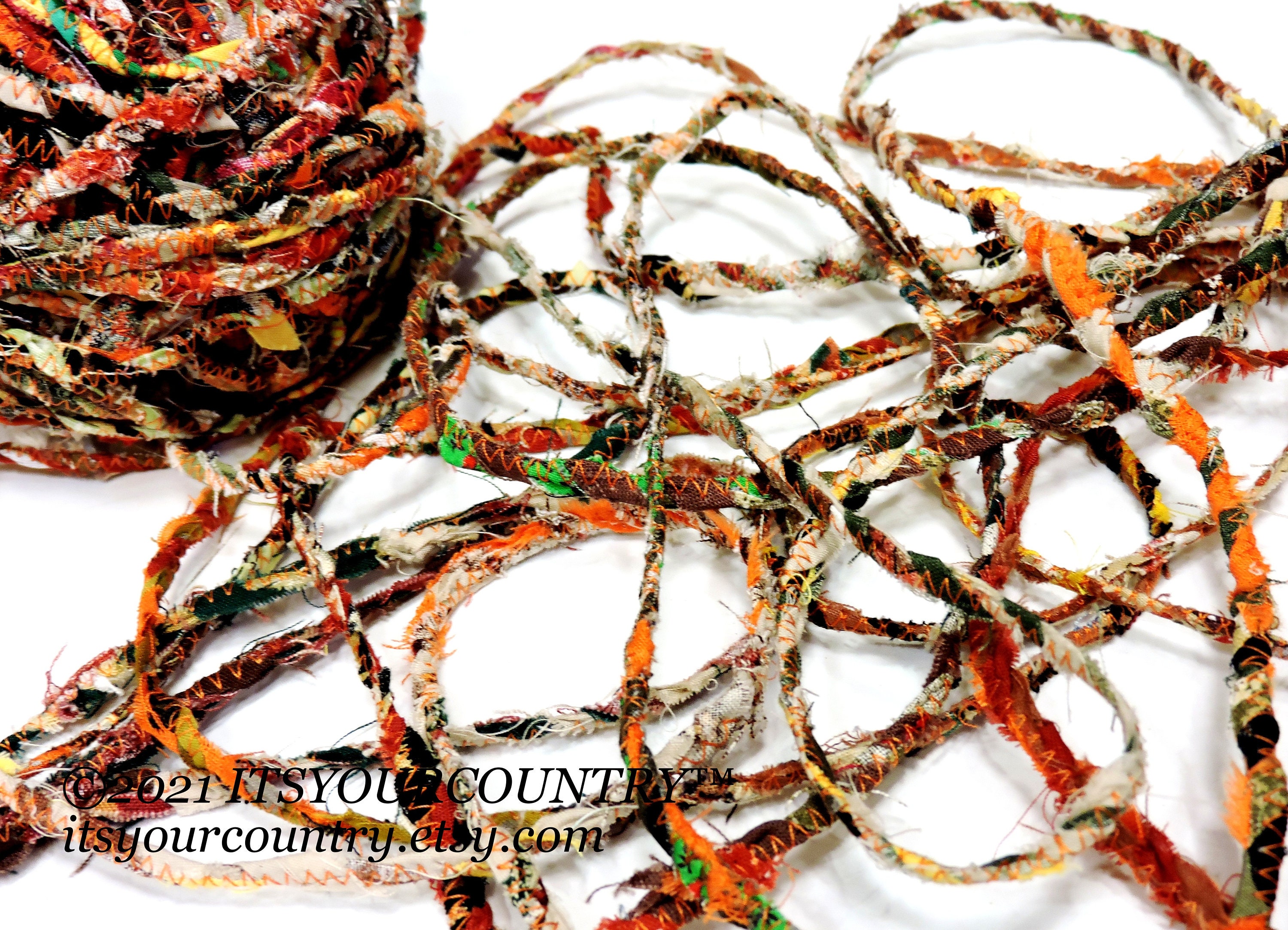 Fall Fiber Art Craft String Artisan Tattered Thin Flat Cotton | Etsy