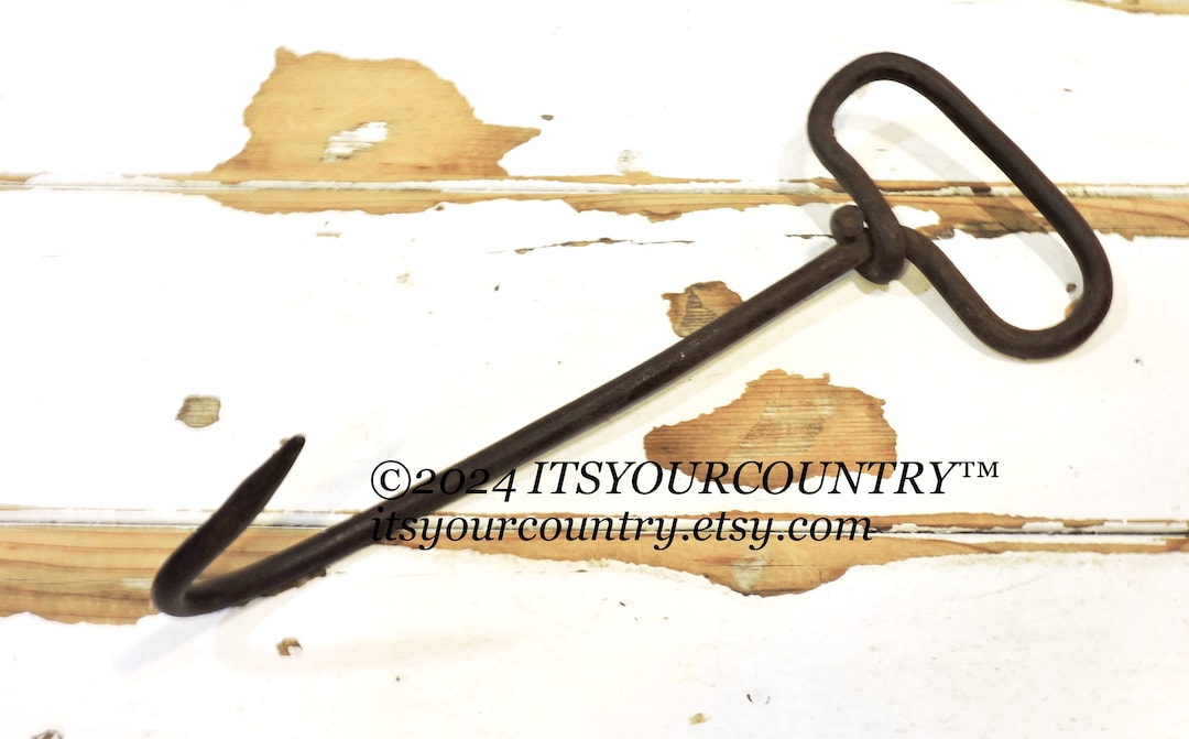 Long Hay Hook Hand Forged Iron Vintage Rustic Metal Barn Find Primitive ...