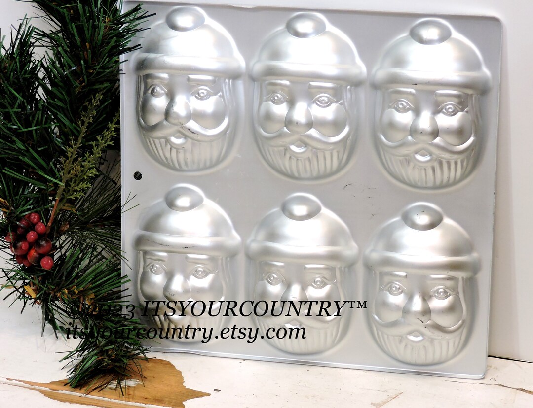 Vintage Wilton Santa Claus Face Metal Mini Cake Cupcake Cookie Sheet ...