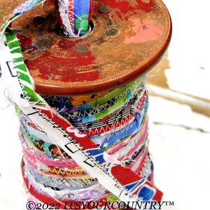 Boho Fabric Rag Ribbon Artisan Multicolored Fiber Art Sewing Craft Trim ...