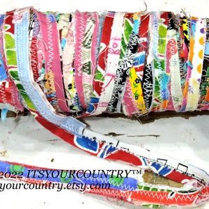 Boho Fabric Rag Ribbon Artisan Multicolored Fiber Art Sewing Craft Trim ...