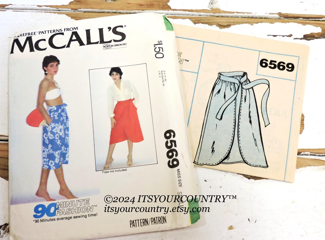 Mccalls 6569 Ladies Wrap Skirt Sarong Pattern Misses Sz Small 10-12 ...