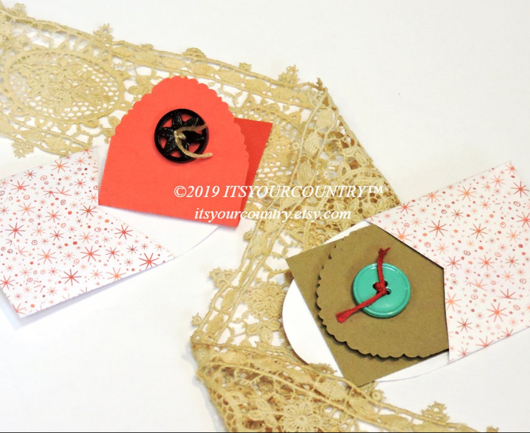 Vintage Button Note Cards W/ Envelopes Small Mini Unique Gift ...