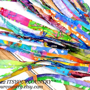 Batik Boho Fabric Rag Ribbon Artisan Multicolored Fiber Art Sewing ...