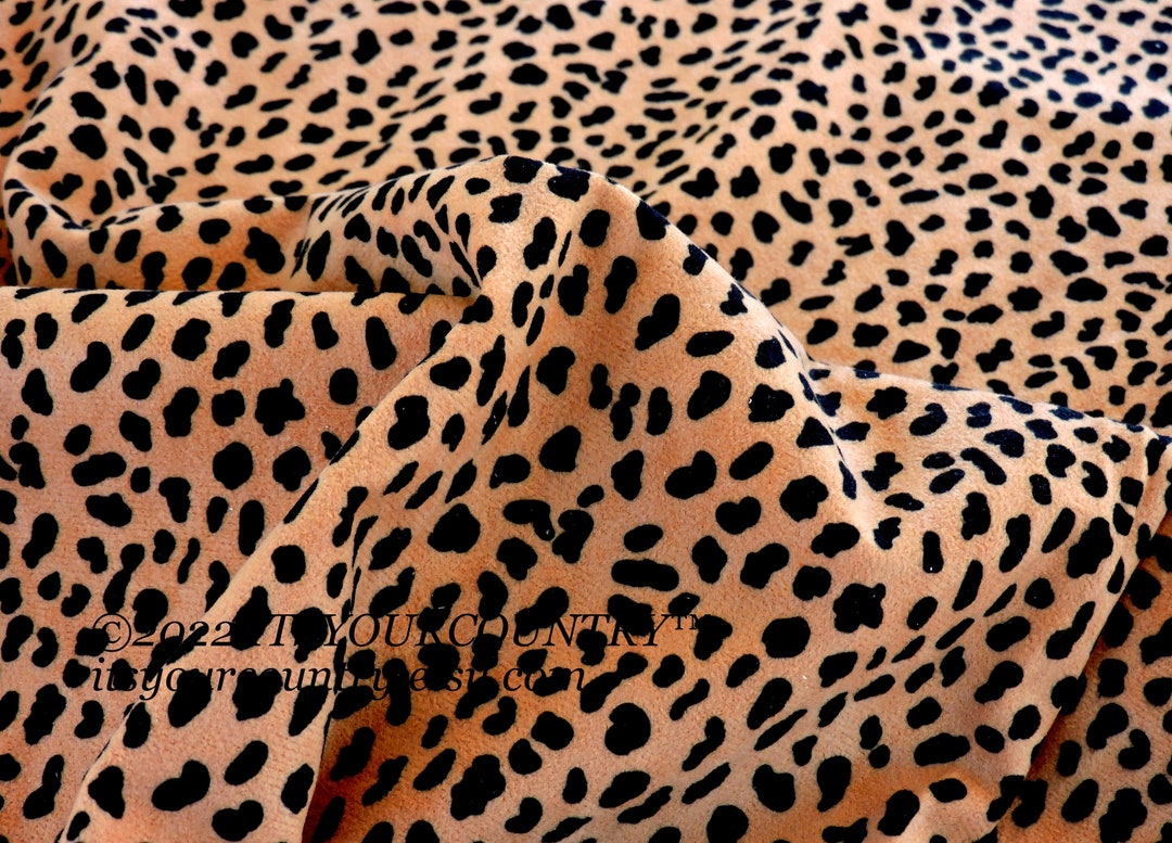Cheetah Faux Suede Fabric Piece 1 3/4 Yards X 60" Spotted Animal Print ...