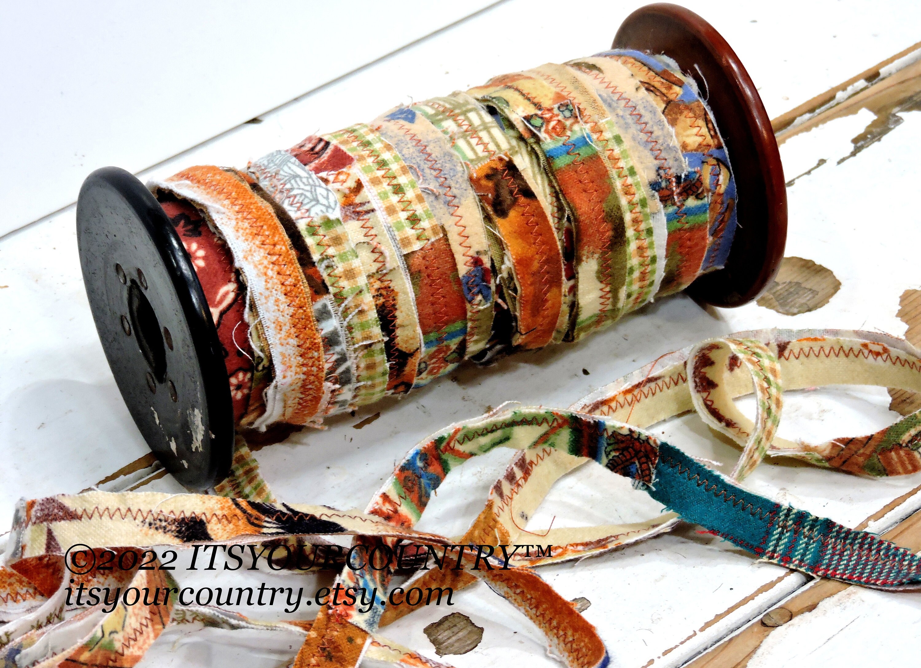 Western Flannel Fabric Rag Ribbon Artisan Autumn Fiber Art - Etsy