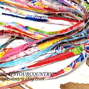 Boho Fabric Rag Ribbon Artisan Multicolored Fiber Art Sewing Craft Trim ...
