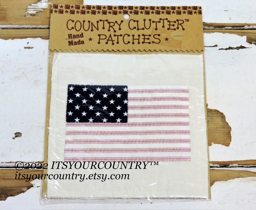 American Flag Fabric Patch Vintage Sew on Embellishment Country Clutter ...