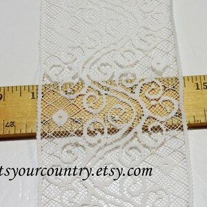 White Galloon Insertion Lace 4 1/2 Wide Straight Edge Filigree Design ...