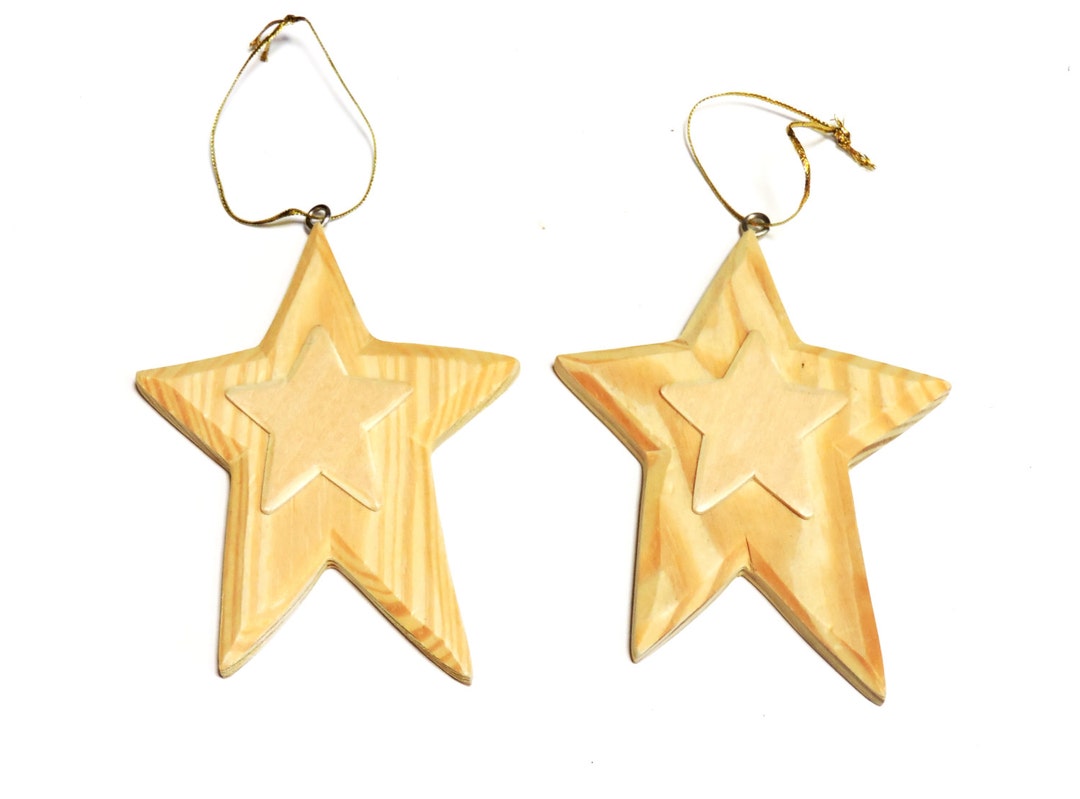 Unfinished Wooden Primitive Star Ornaments Wood Blank Shape Cutouts ...
