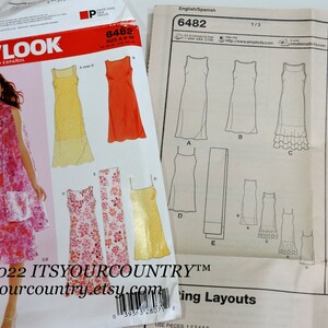 New Look 6482 Womens Pattern Sleeveless Flounce Dress W/scarf Thin ...